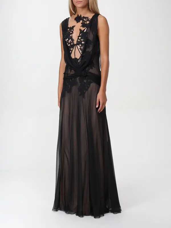 Alberta Ferretti Maxi Gown With Lace Embellishments