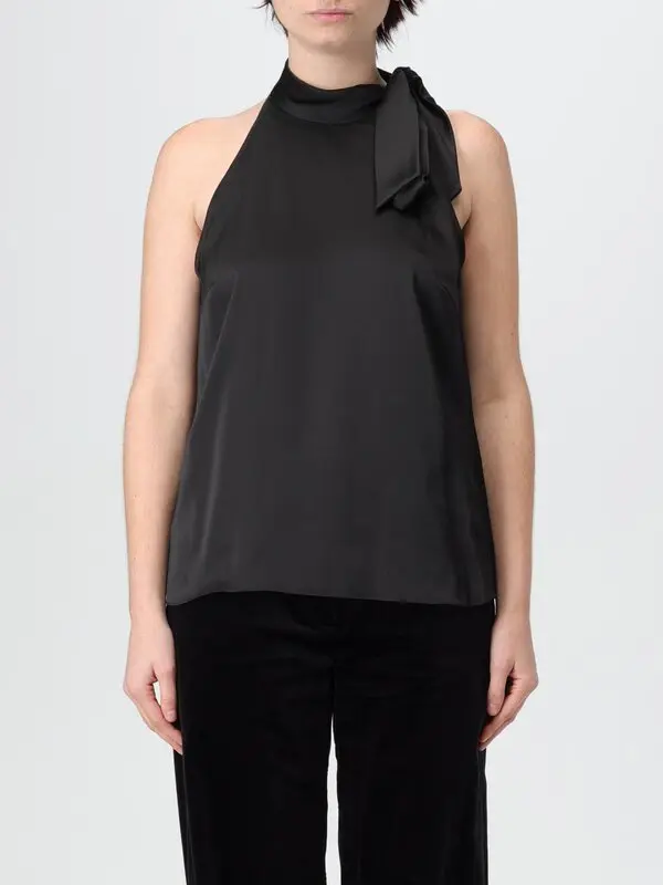 Theory Sleeveless Halter Top With Bow Detail - Black