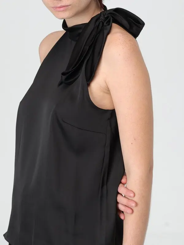 Theory Sleeveless Halter Top With Bow Detail - Black