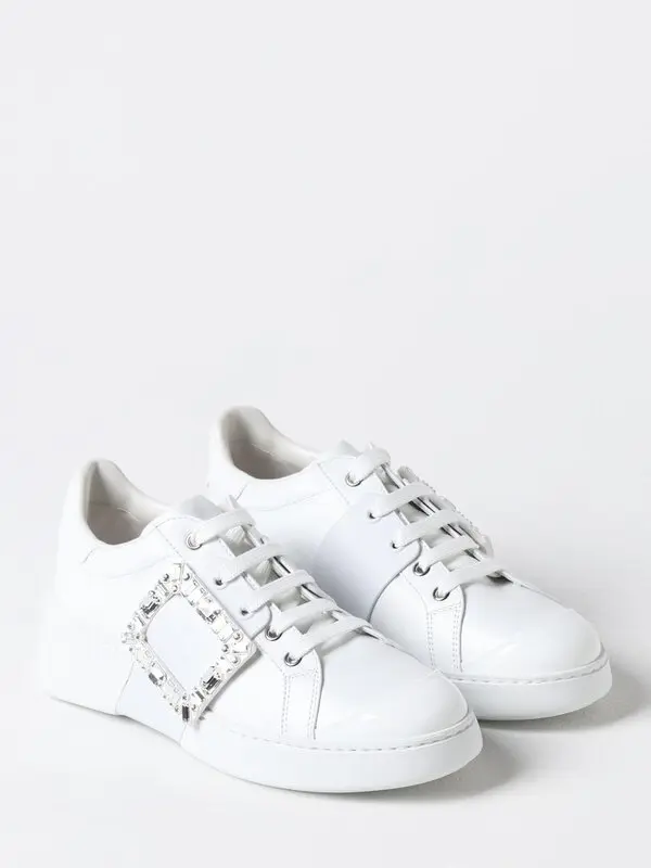 ROGER VIVIER Embellished Leather Sneakers - White