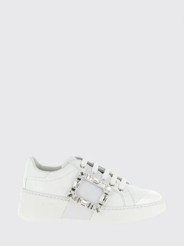 ROGER VIVIER Embellished Leather Sneakers - White