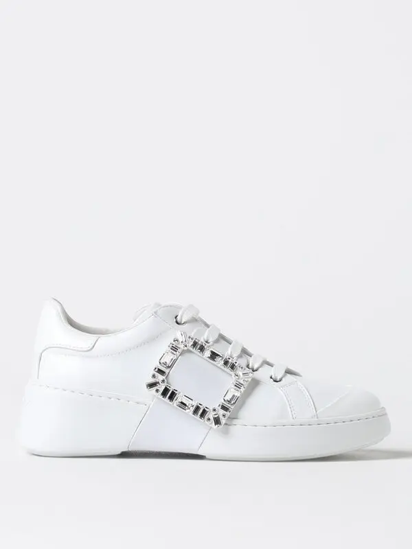 ROGER VIVIER Embellished Leather Sneakers - White
