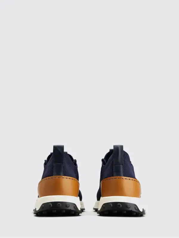 TOD'S Leather Trim Knit Sneakers - Blue