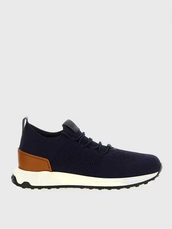 TOD'S Leather Trim Knit Sneakers - Blue