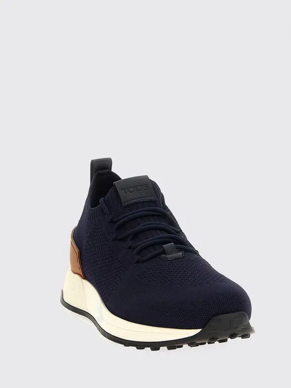 TOD'S Leather Trim Knit Sneakers - Blue