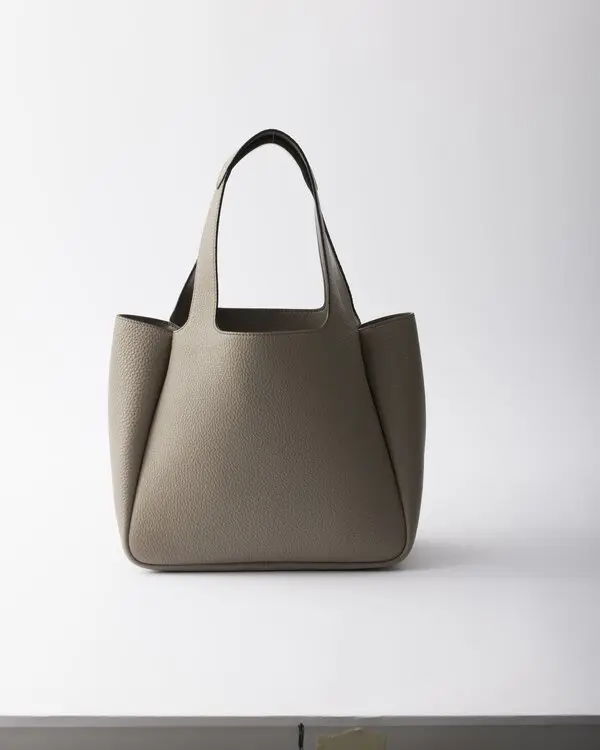 Prada Small Leather Tote Bag - Grey