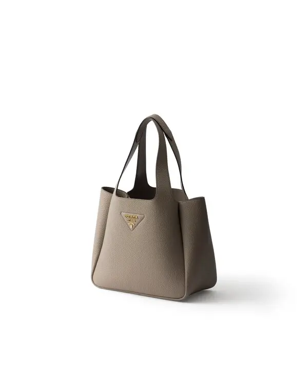 Prada Small Leather Tote Bag - Grey