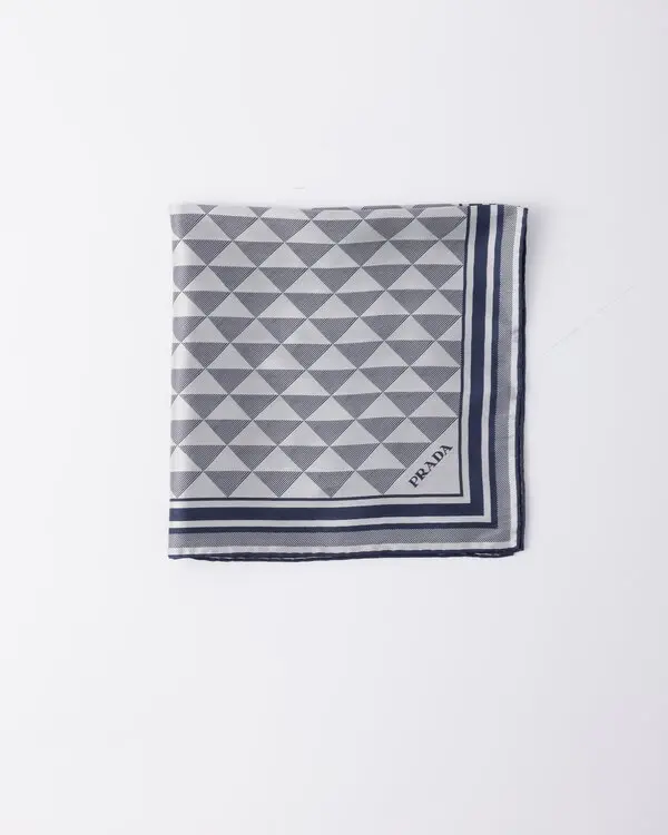 Prada Jacquard Silk Scarf 55 - Blue