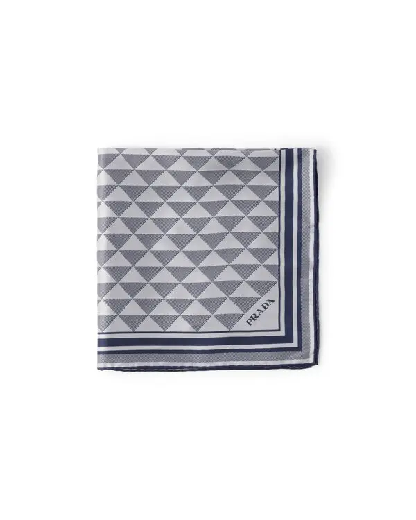 Prada Jacquard Silk Scarf 55 - Blue