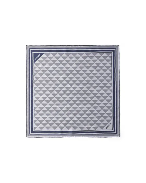 Prada Jacquard Silk Scarf 55 - Blue