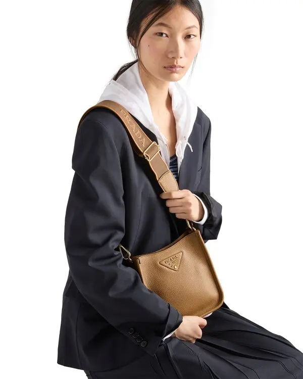 Prada Mini Leather Shoulder Bag - Brown