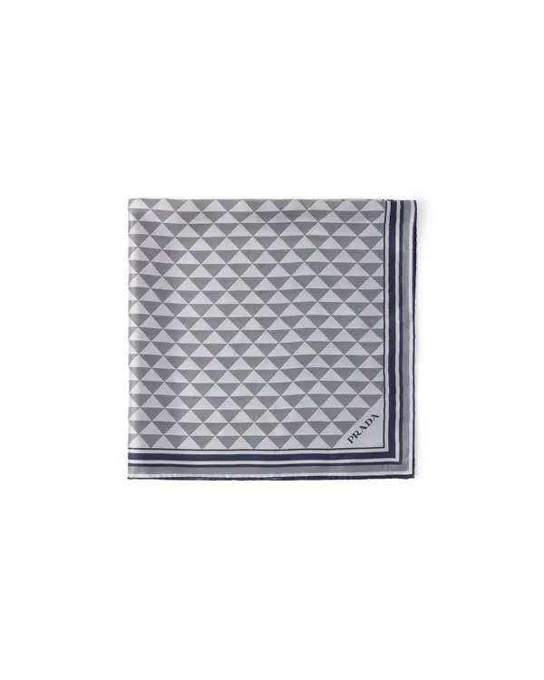Prada Jacquard Silk Scarf 90 - Blue