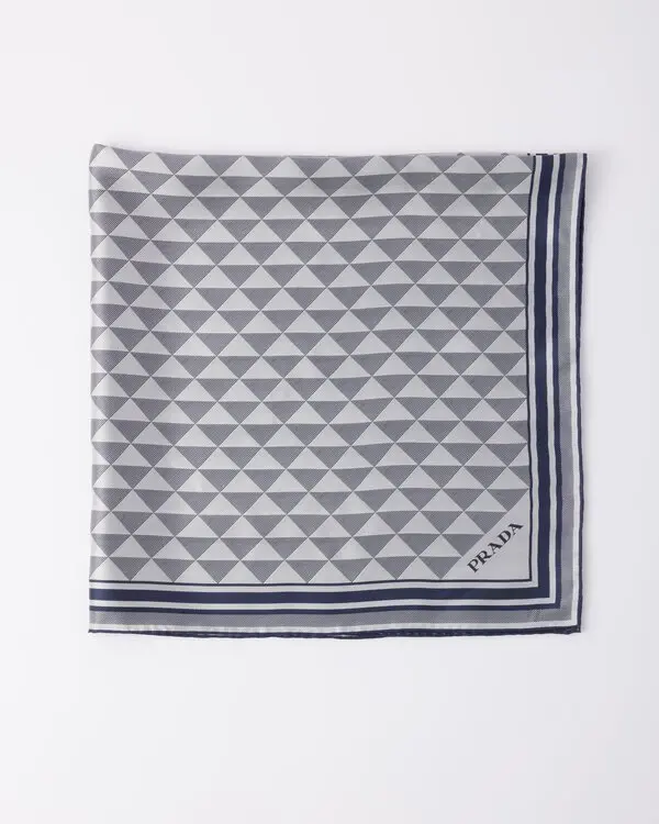 Prada Jacquard Silk Scarf 90 - Blue