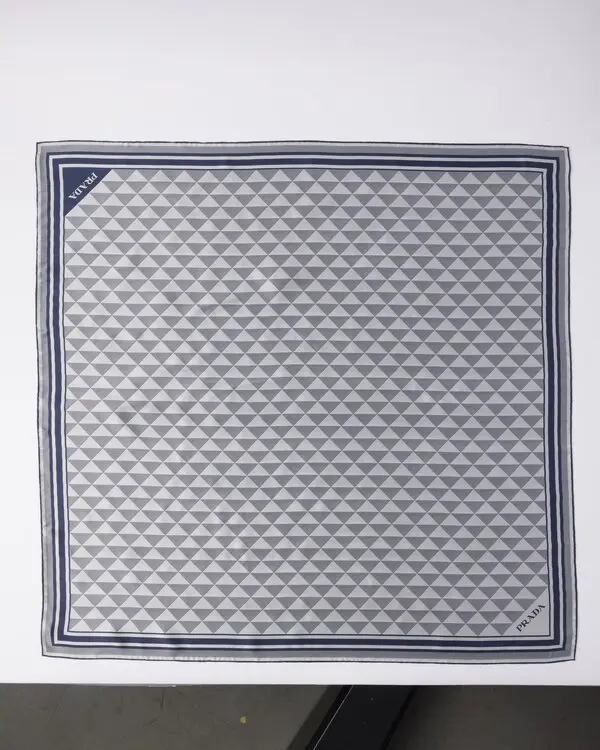 Prada Jacquard Silk Scarf 90 - Blue