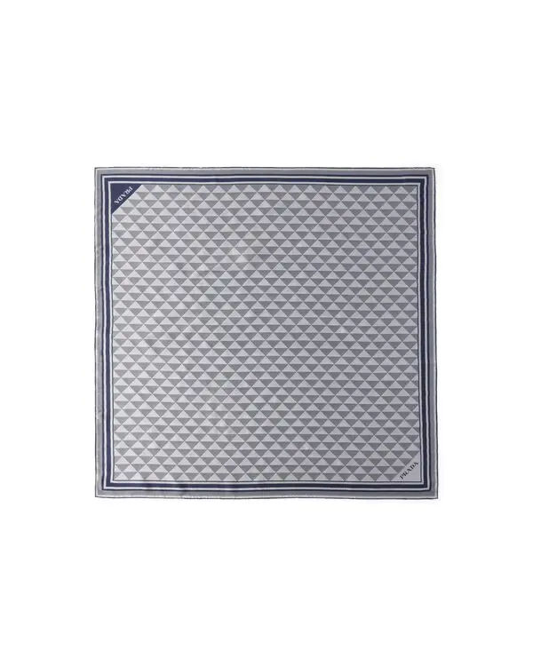 Prada Jacquard Silk Scarf 90 - Blue