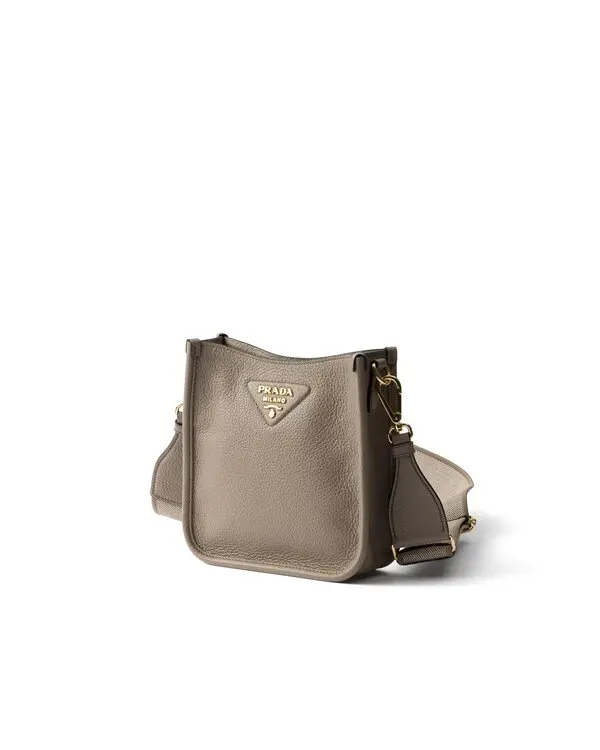 Prada Mini Leather Shoulder Bag - Grey