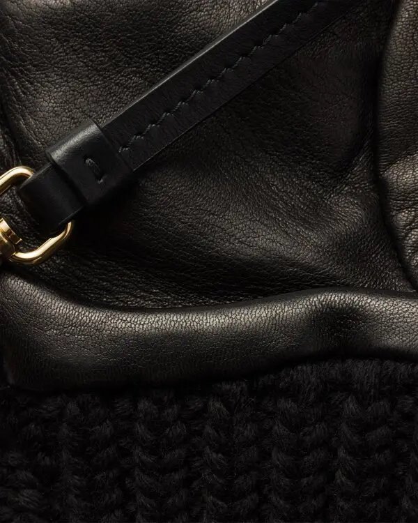 Prada Wool And Nappa Leather Mittens