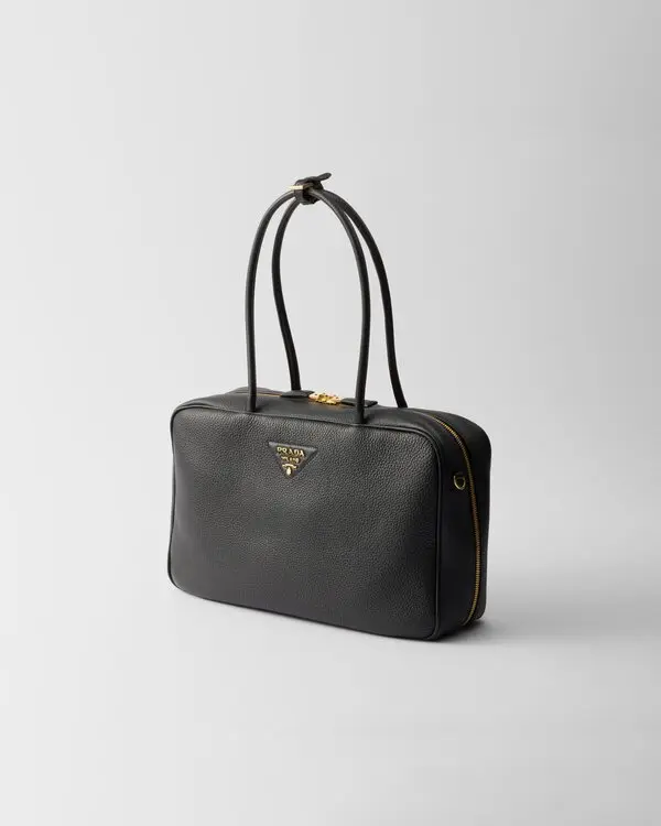 PRADA ブラック XL パデッドハット【希少・極美品】 Prada Large Leather Top-Handle Bag - Black | Editorialist