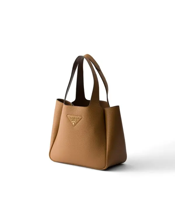 Prada Small Leather Tote Bag - Brown
