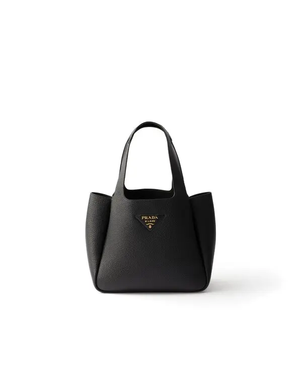 Prada Small Leather Tote Bag - Black