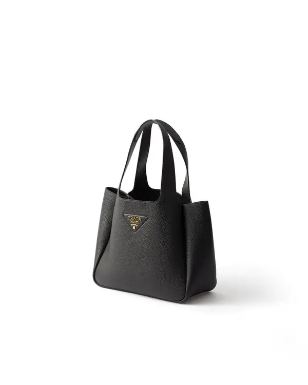 Prada Small Leather Tote Bag - Black