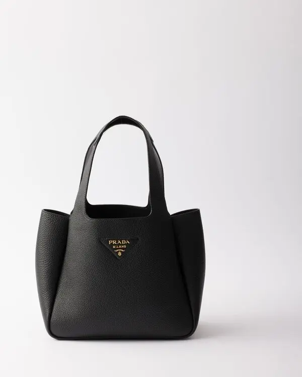 Prada Small Leather Tote Bag - Black
