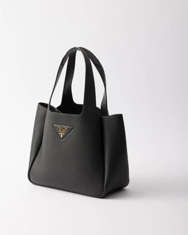 Prada Small Leather Tote Bag - Black