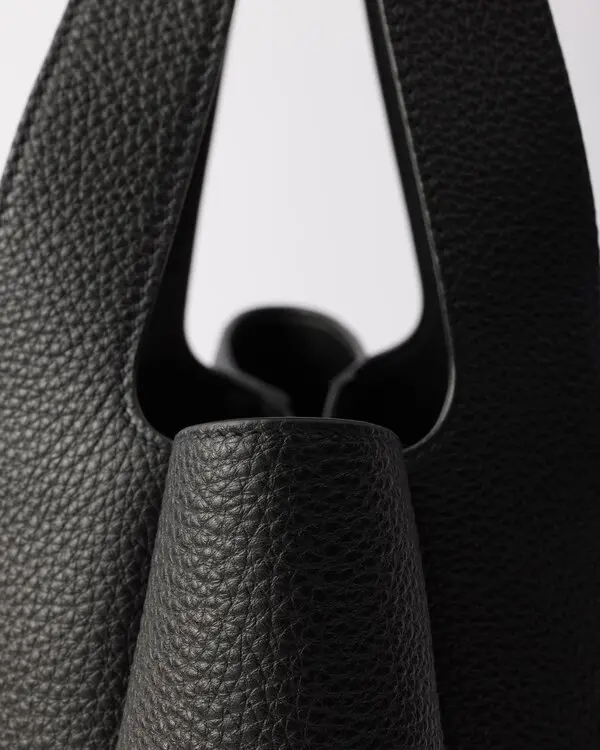 Prada Small Leather Tote Bag - Black