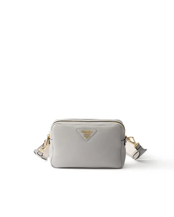 Prada Small Leather Shoulder Bag - Grey