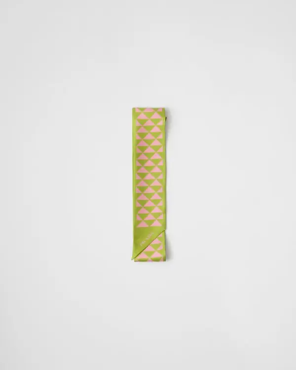 Prada Printed Silk Tie - Lawn Green/petal Pink