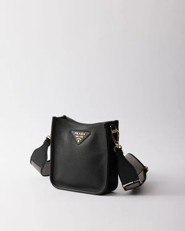 Prada Mini Leather Shoulder Bag - Black