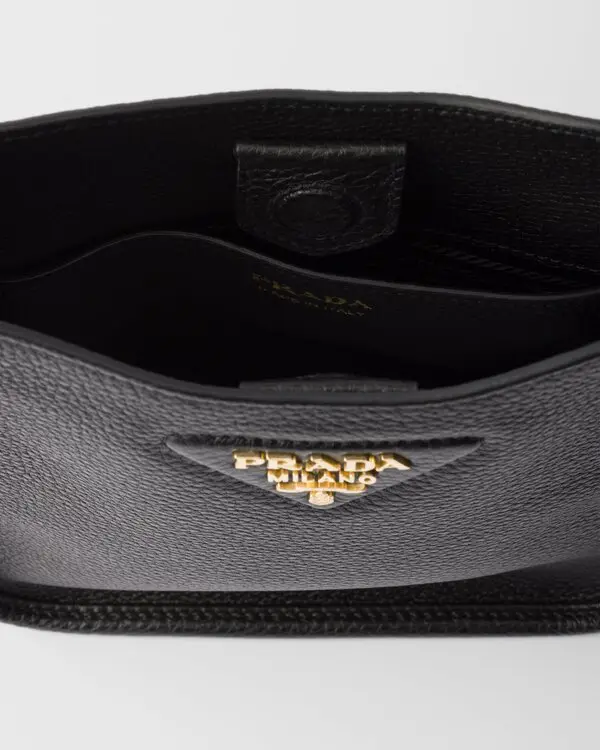 Prada Mini Leather Shoulder Bag - Black