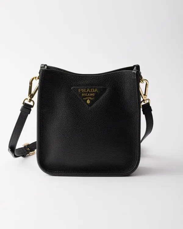 Prada Mini Leather Shoulder Bag - Black