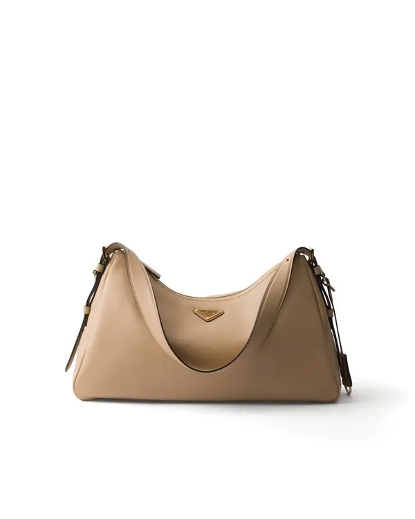 Prada Aimée Large Leather Shoulder Bag - Neutral
