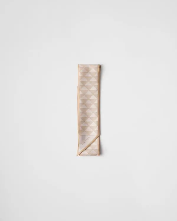 Prada Jacquard Silk Tie - Camel Beige/chalk White
