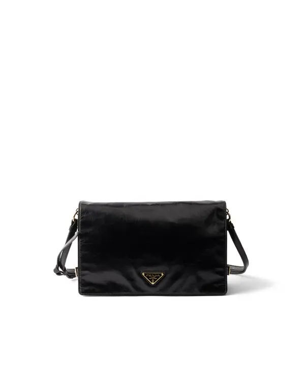 Prada Medium Leather Shoulder Bag - Black
