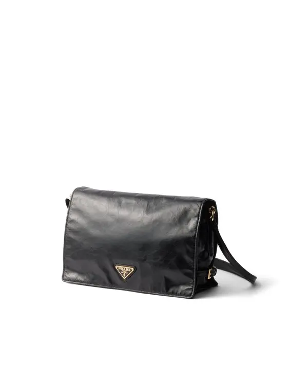 Prada Medium Leather Shoulder Bag - Black