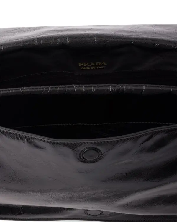 Prada Medium Leather Shoulder Bag - Black