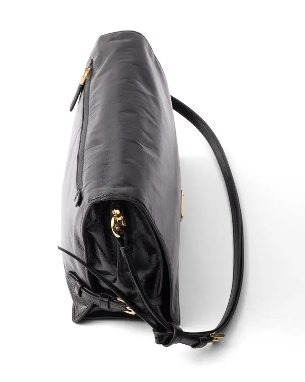 Prada Medium Leather Shoulder Bag - Black