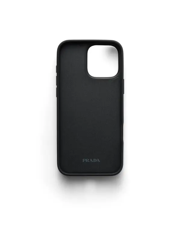 Prada Saffiano Leather Case For Iphone 16 Pro Max In Black