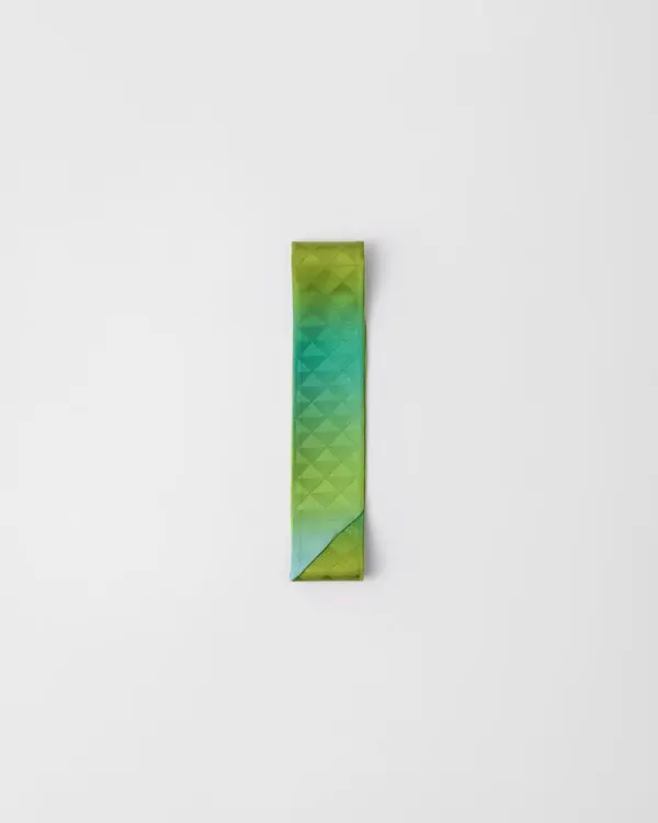 Prada Printed Silk Twill Skinny Scarf - Lime Green