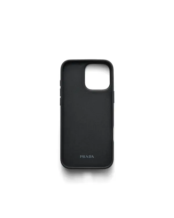 Prada Saffiano Leather Case For Iphone 16 Pro Max - Black
