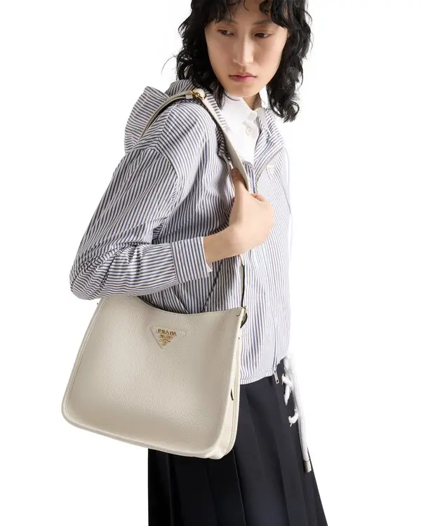 Prada Medium Leather Shoulder Bag - White