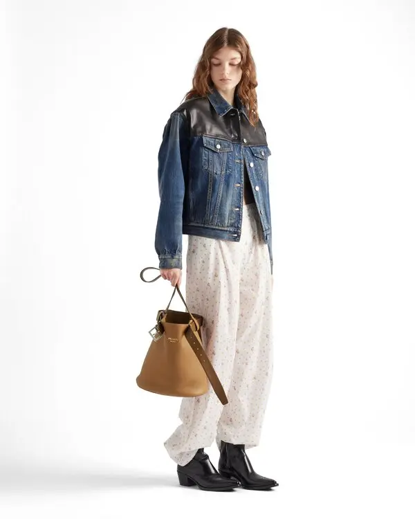 Prada Leather Bucket Bag With Belt - Brown
