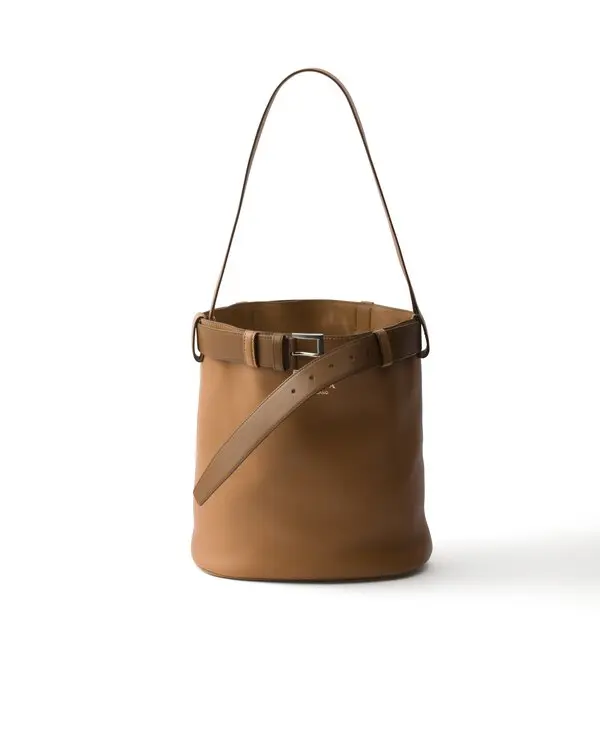 Prada Leather Bucket Bag With Belt