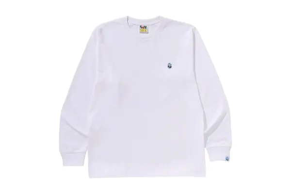 A BATHING APE Abc Camo One Point Long Sleeve Tee Shirt - White/blue