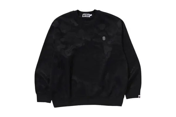 A BATHING APE Solid Camo Jacquard Relax Fit Crewneck Sweatshirt