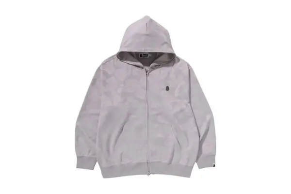 A BATHING APE Solid Camo Jacquard Relaxed Fit Zip Hoodie - Grey