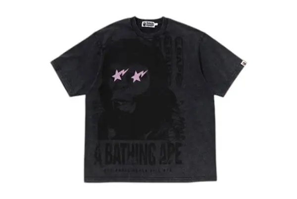 A BATHING APE Garment Dye Logo Relaxed Fit Tee Shirt