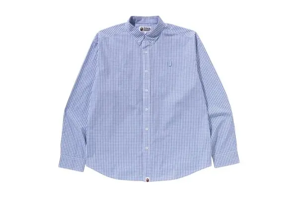 A BATHING APE One Point Checked Poplin Long Sleeve Shirt